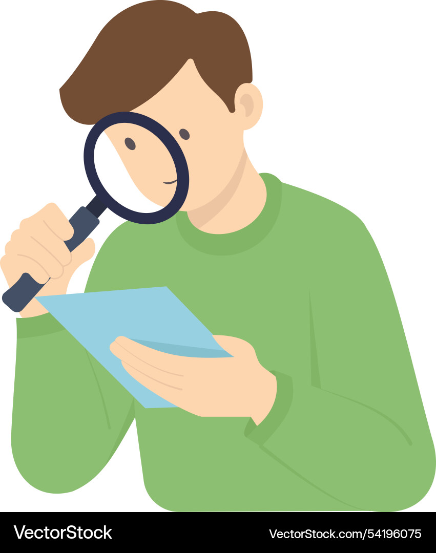 Close examination or scrutiny of a document Vector Image