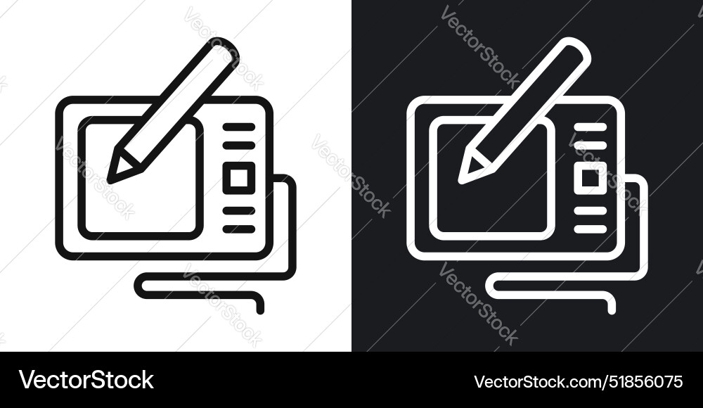 Graphic tablet icon set in black and white Vector Image