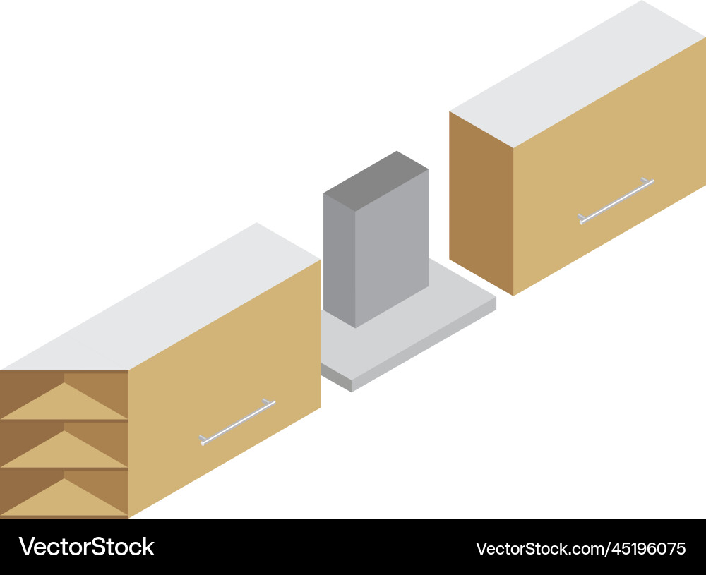 Isometric wall cabinets composition Royalty Free Vector