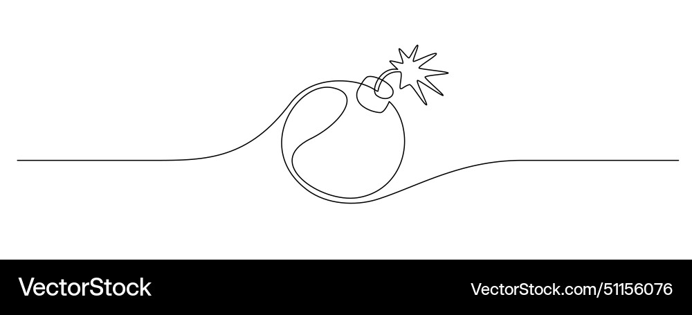 Bomb with burning fuse in one continuous line Vector Image