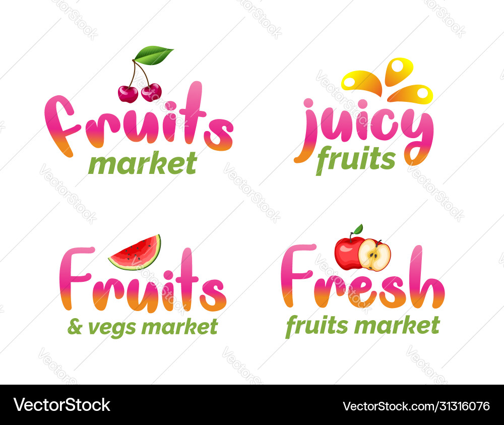 Fruit Lettering & Typography Set Royalty Free Vector