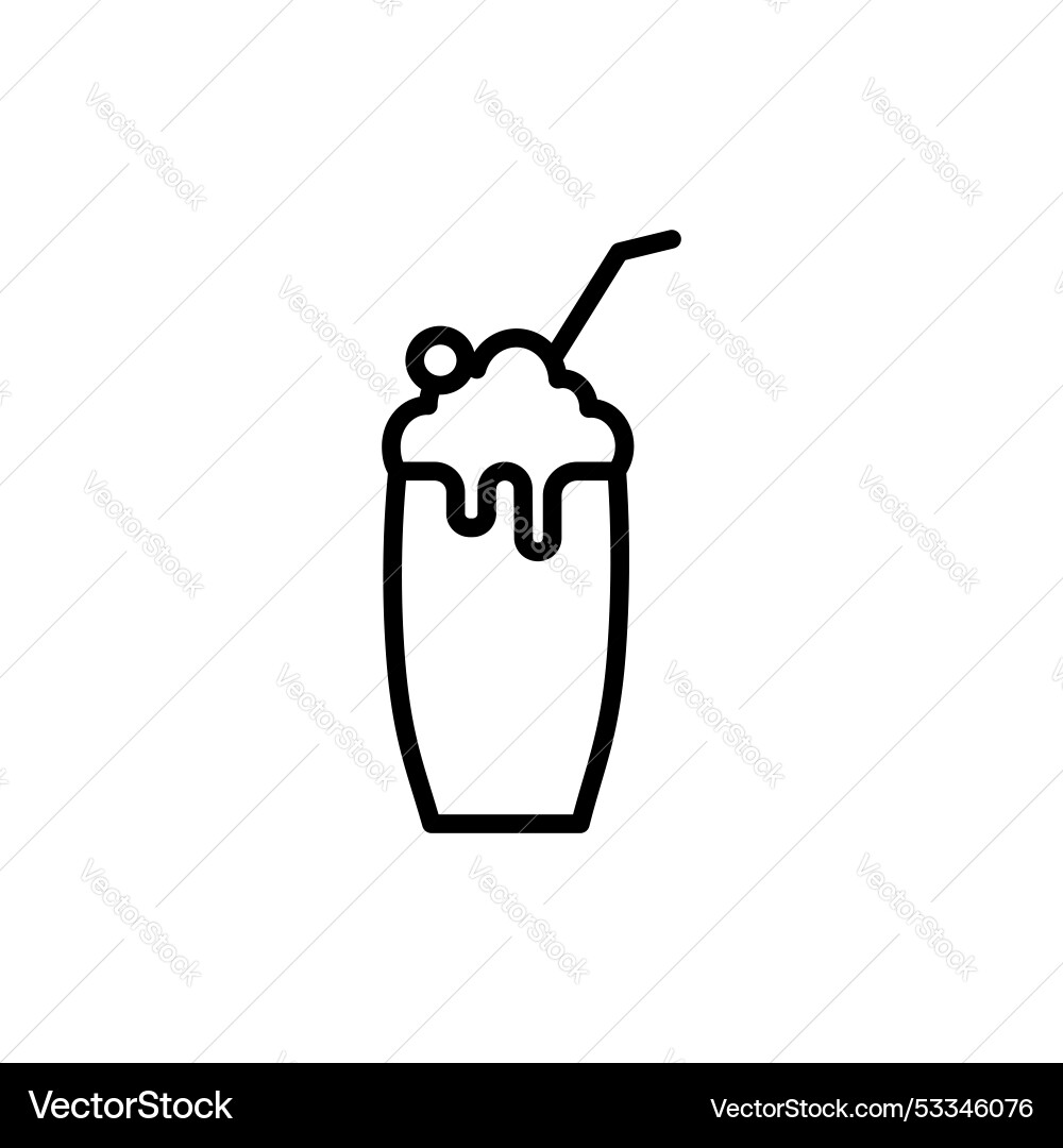 Milkshake line icon isolated on white background Vector Image