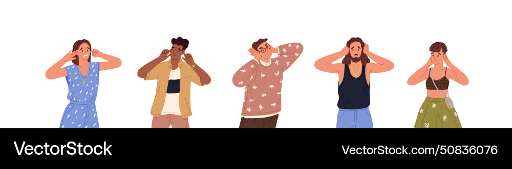 People covering their ears set different Vector Image