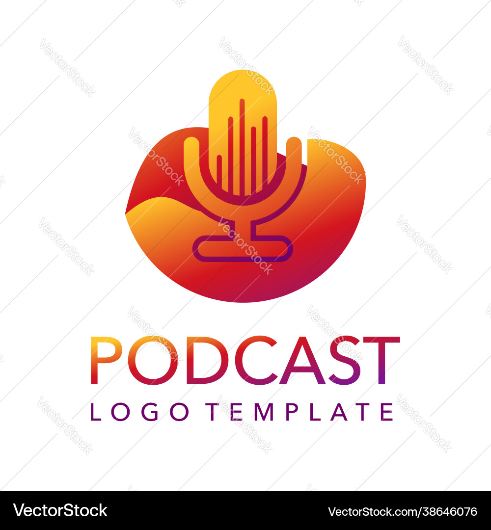 Podcast or radio logo design Royalty Free Vector Image