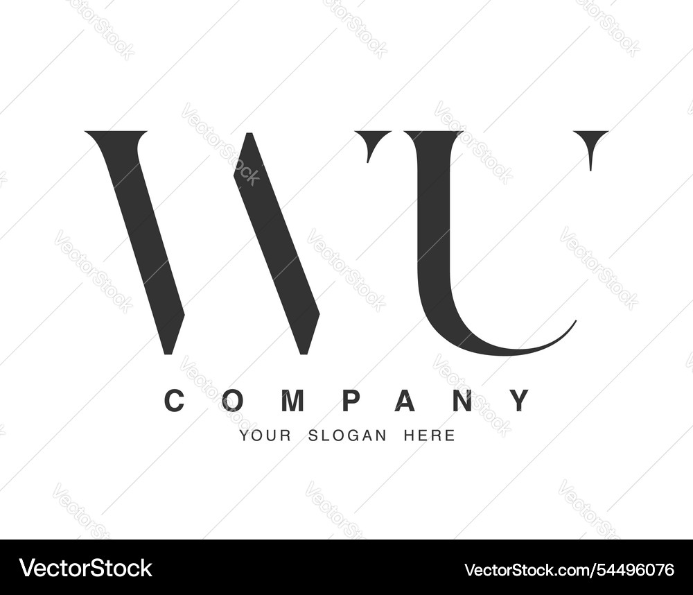 Wu logo design initial letter w and u serif font Vector Image