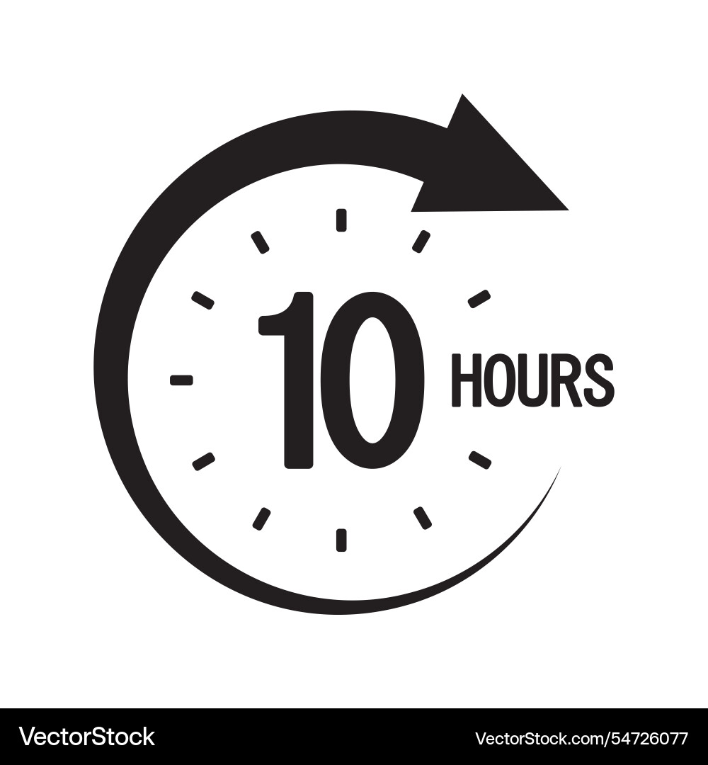 10 hours icon ten focus countdown arrow Royalty Free Vector