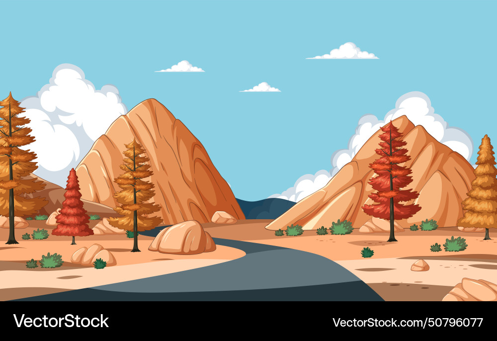 A peaceful mountain road Royalty Free Vector Image