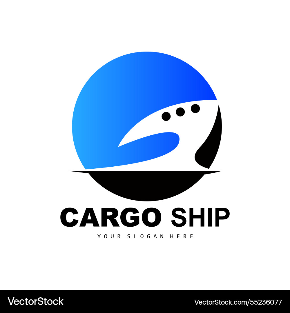 Cargo ship logo fast sailboat design Royalty Free Vector