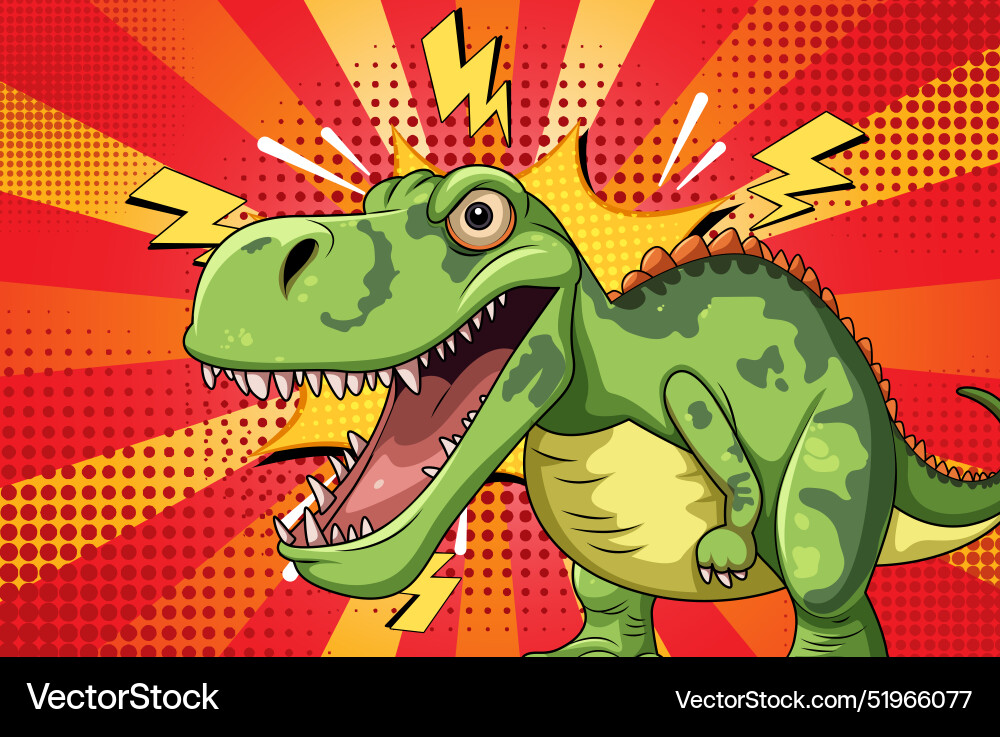 Cartoon dinosaur with comic book background Vector Image