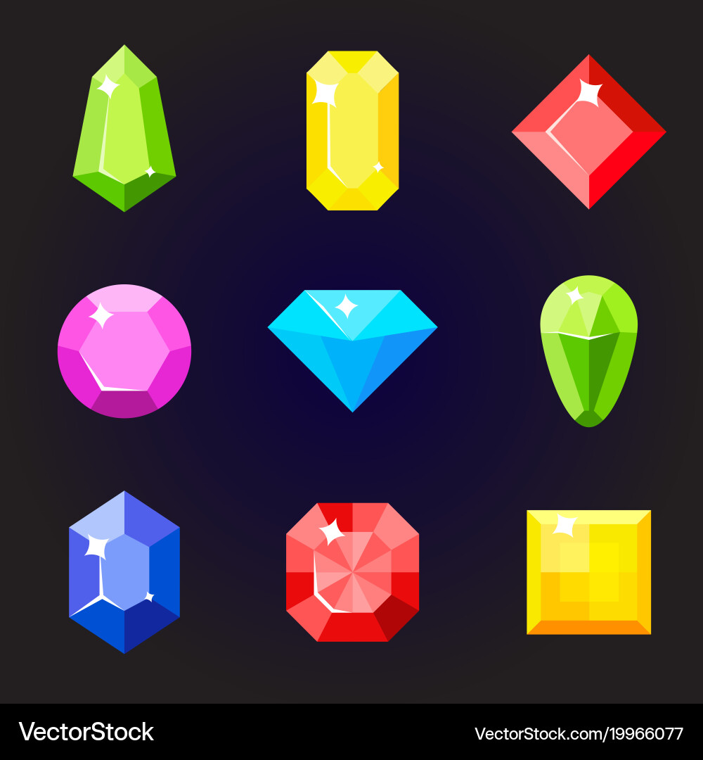 Colorful Gemstone and Diamond Set Royalty Free Vector Image