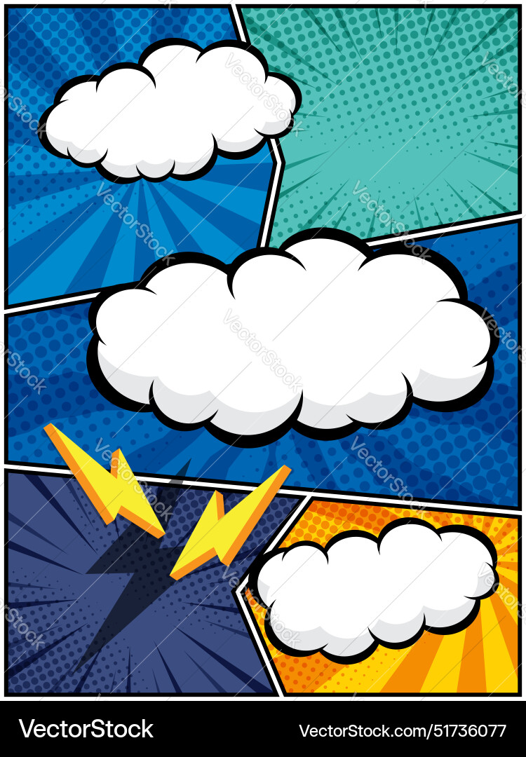 Comic speech bubbles in white clouds on a vibrant Vector Image