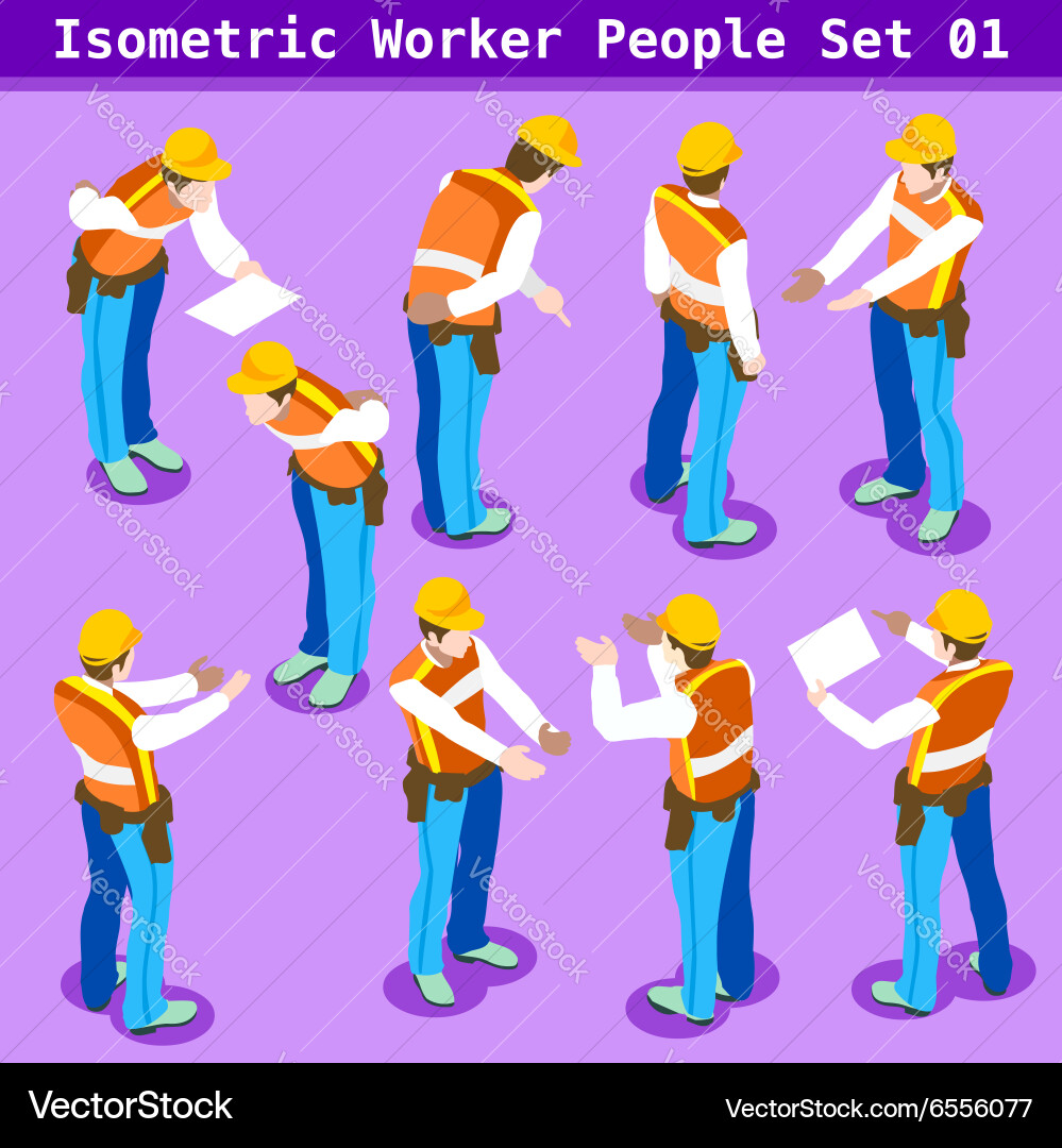 Construction Workers Isometric Set Royalty Free Vector Image