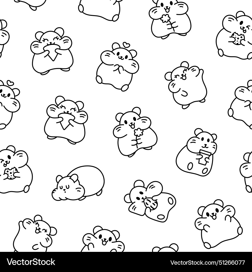 Cute hamster seamless pattern coloring page Vector Image