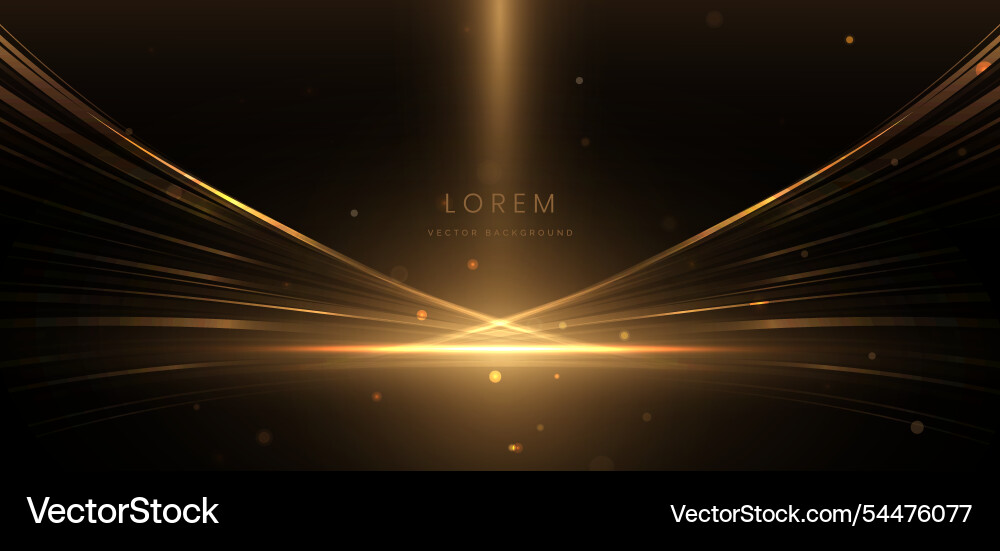 Elegant glowing golden wave lines on black Vector Image