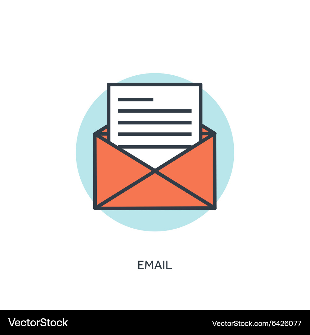 Flat email lined icon Royalty Free Vector Image
