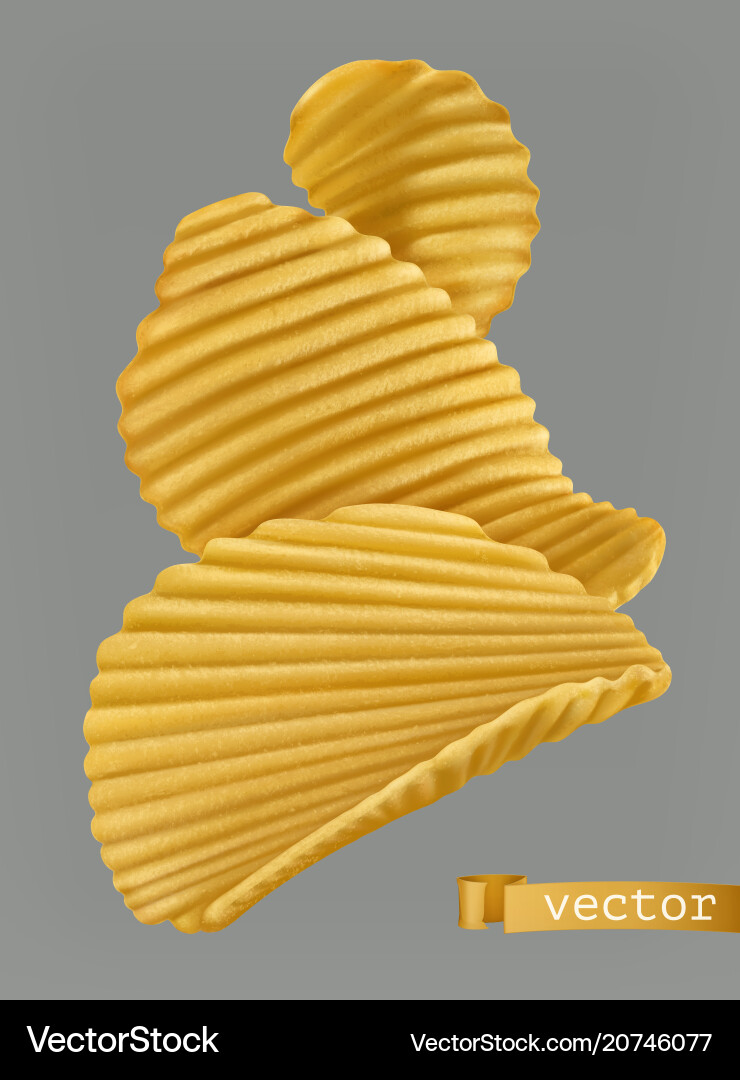 Potato chips 3d realistic Royalty Free Vector Image
