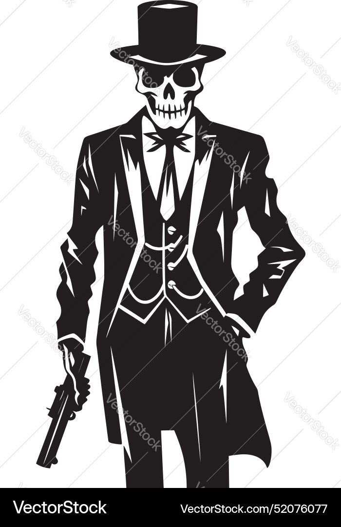 Rifle rattler skeleton with firearms bonefire Vector Image