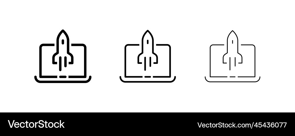 Startup Laptop Icon Set Royalty Free Vector Image
