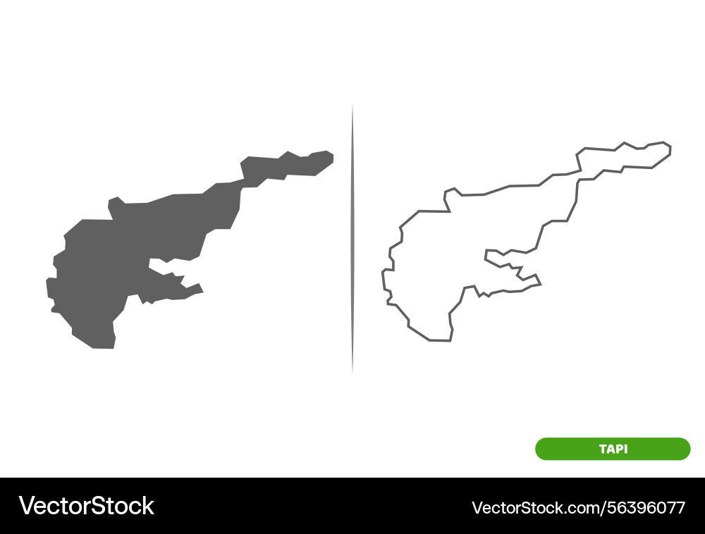 Tapi district of gujarat state map Royalty Free Vector Image