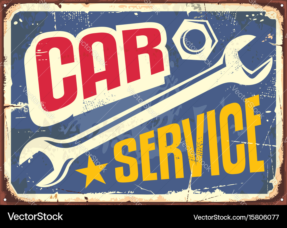 Vintage Car Service Sign Royalty Free Vector Image