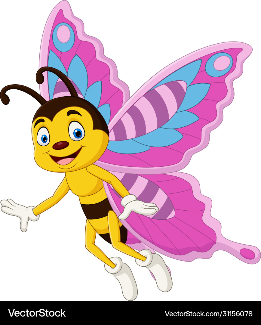 Cartoon happy butterfly isolated Royalty Free Vector Image