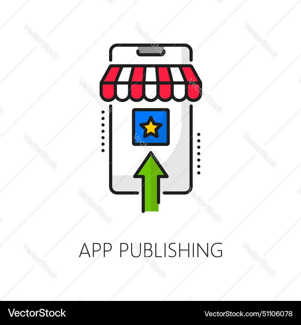 Cellphone application develop and publishing icon Vector Image