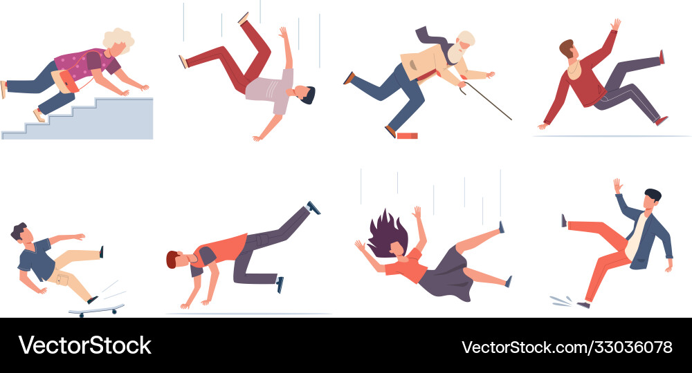 Falling down people different ages Royalty Free Vector Image