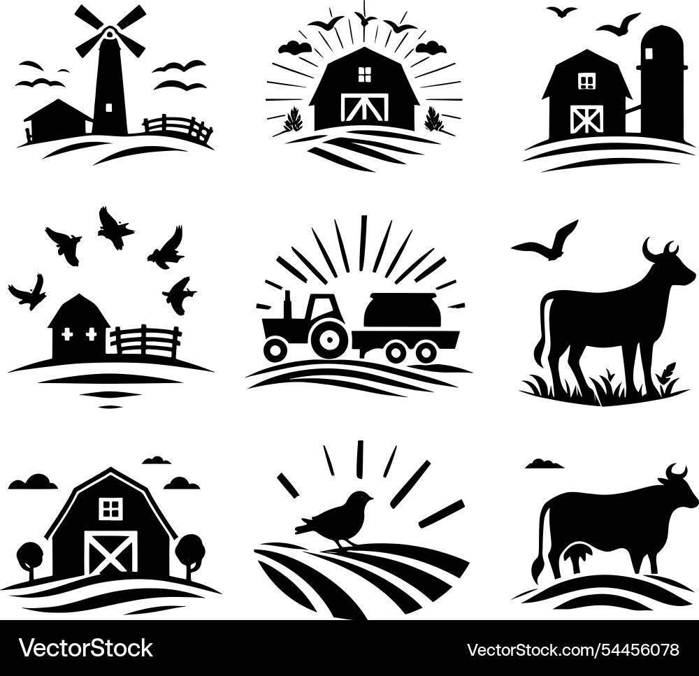 Farm icons set Royalty Free Vector Image - VectorStock