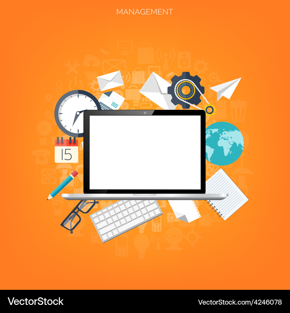 Flat management background business and marketing Vector Image