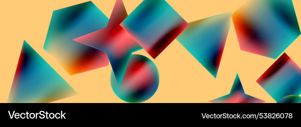 Neon color geometric shapes square triangle circle