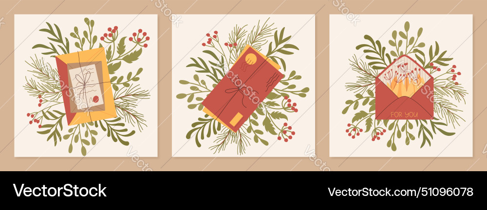 Trendy style craft square post card background Vector Image