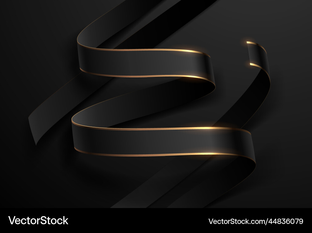 Black and gold ribbons background Royalty Free Vector Image