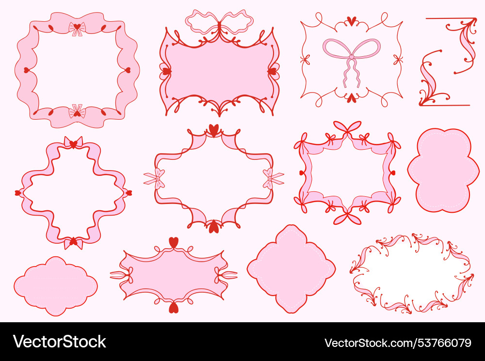 Coquette Frames - Pink & Red Royalty Free Vector Image
