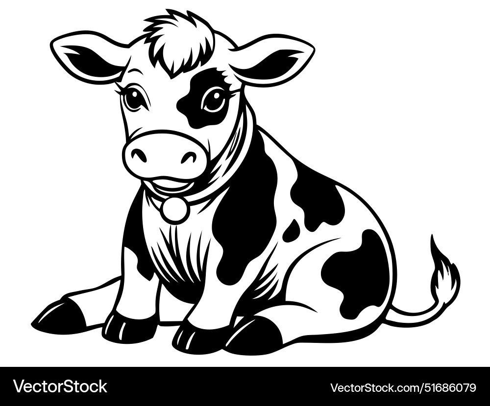 Cute cow sitting c Royalty Free Vector Image - VectorStock