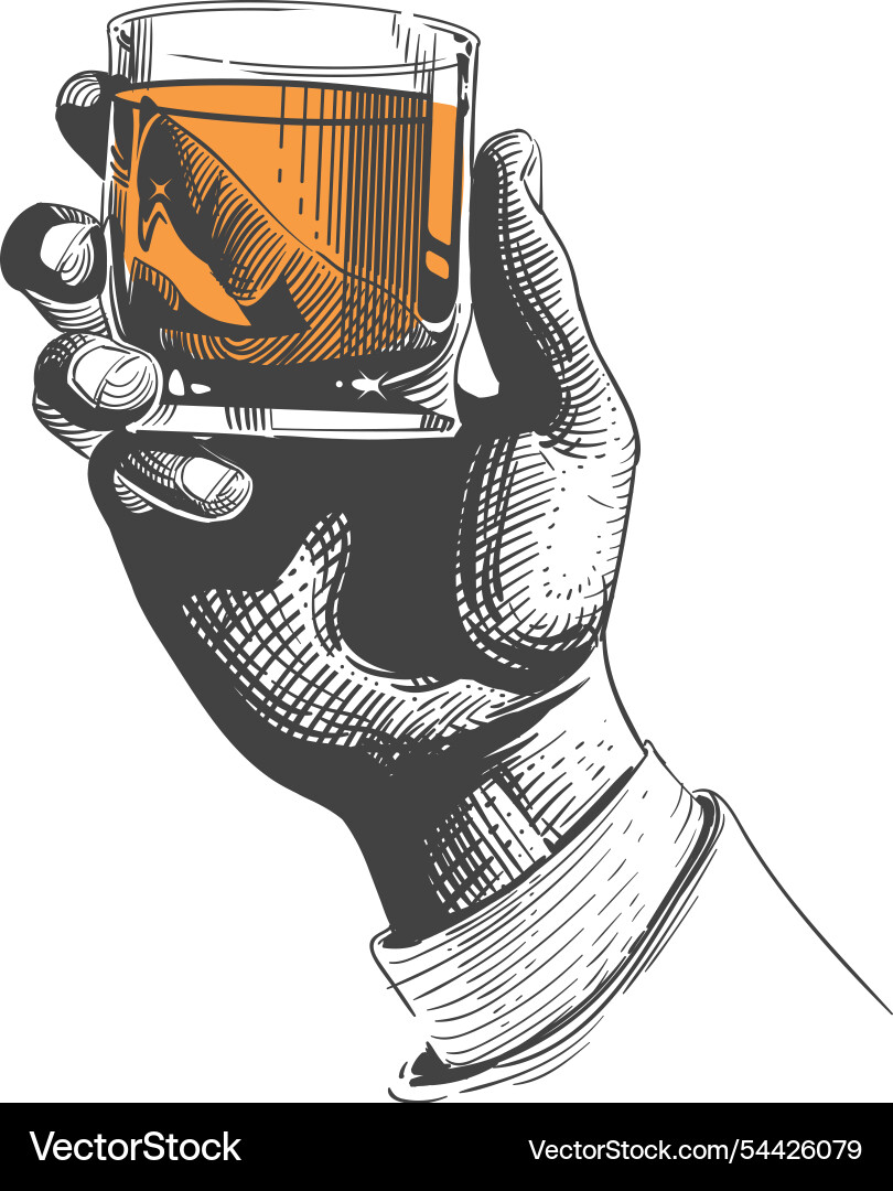 Elegant Scotch Glass in Hand Royalty Free Vector Image