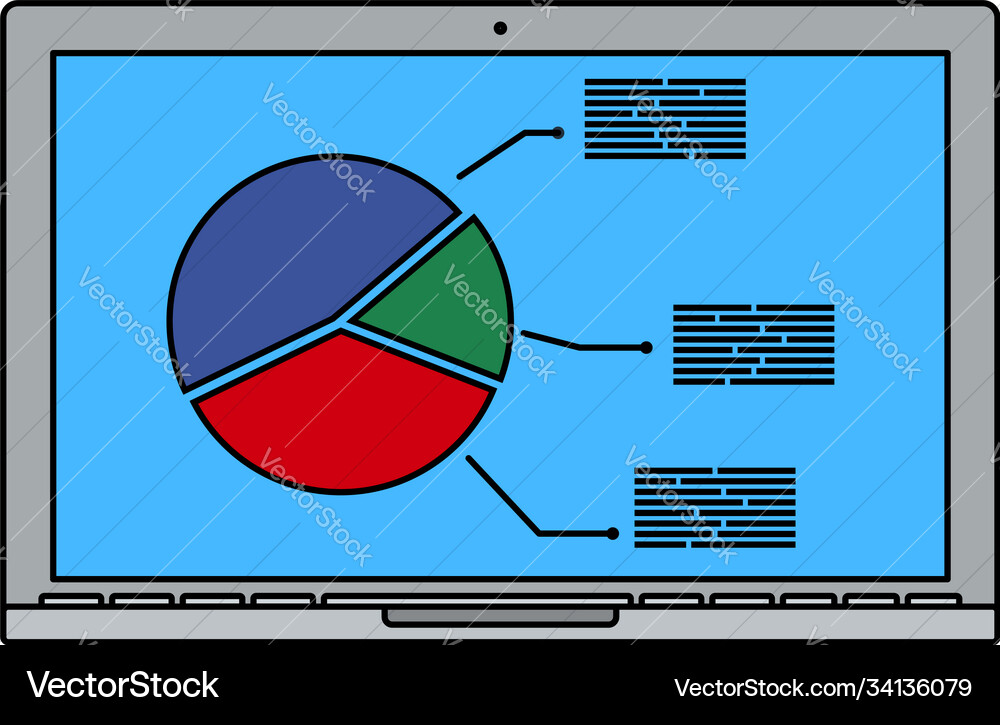 Laptop with analytics diagram icon Royalty Free Vector Image