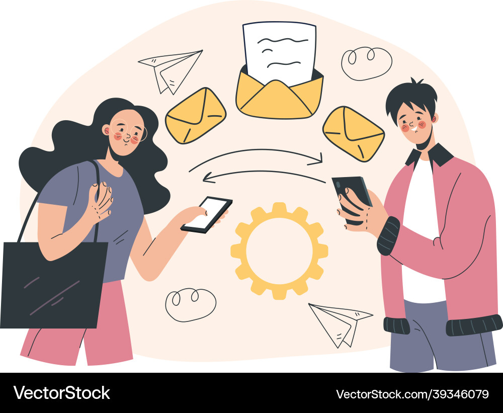 Mail letter information transfer from phone Vector Image