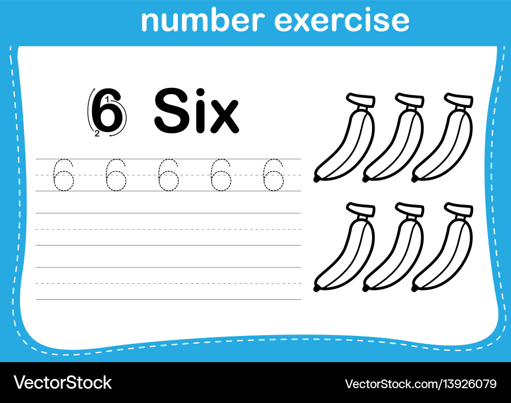 Number exercise with cartoon coloring book Vector Image