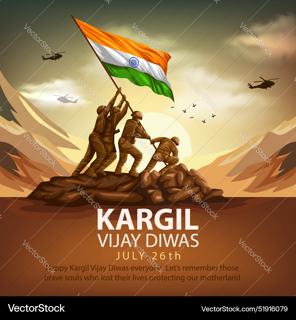 Printhappy kargil vijay diwas of indian army Vector Image