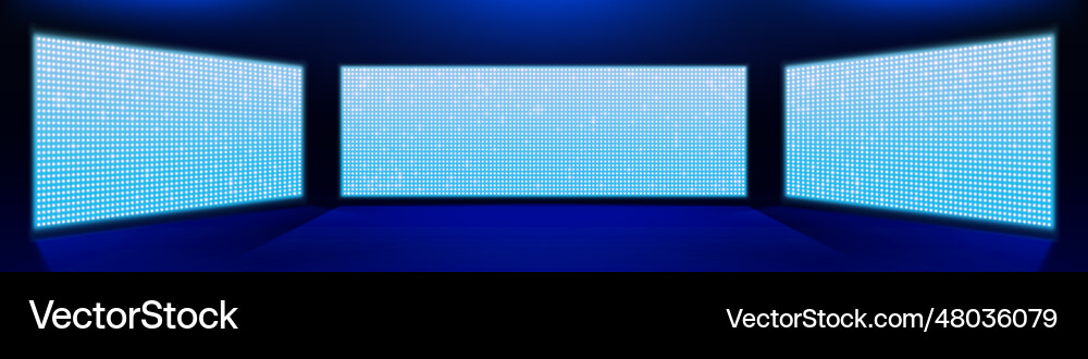 Realistic three led screens on stage Royalty Free Vector