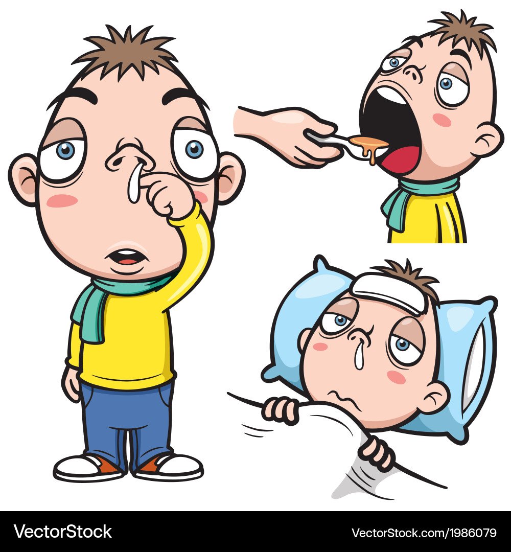 Sick boy cartoon Royalty Free Vector Image - VectorStock