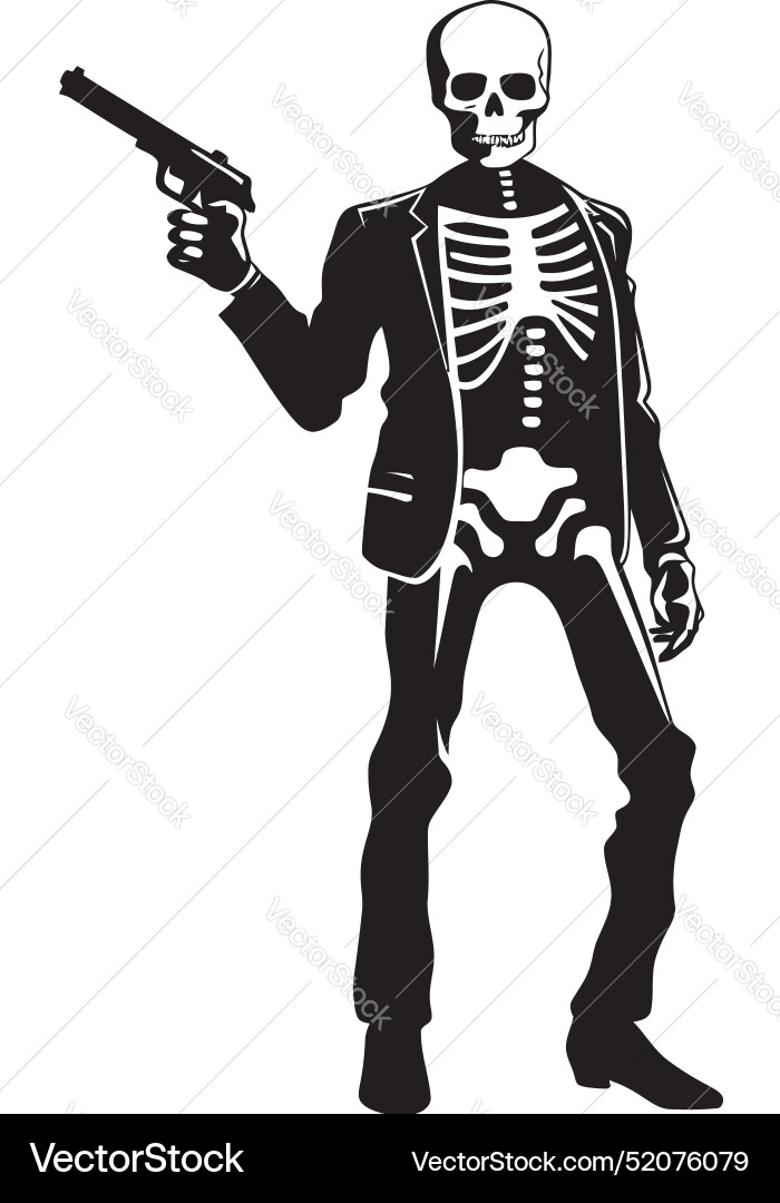 Skeletal sharpshooter skeleton armed with guns Vector Image