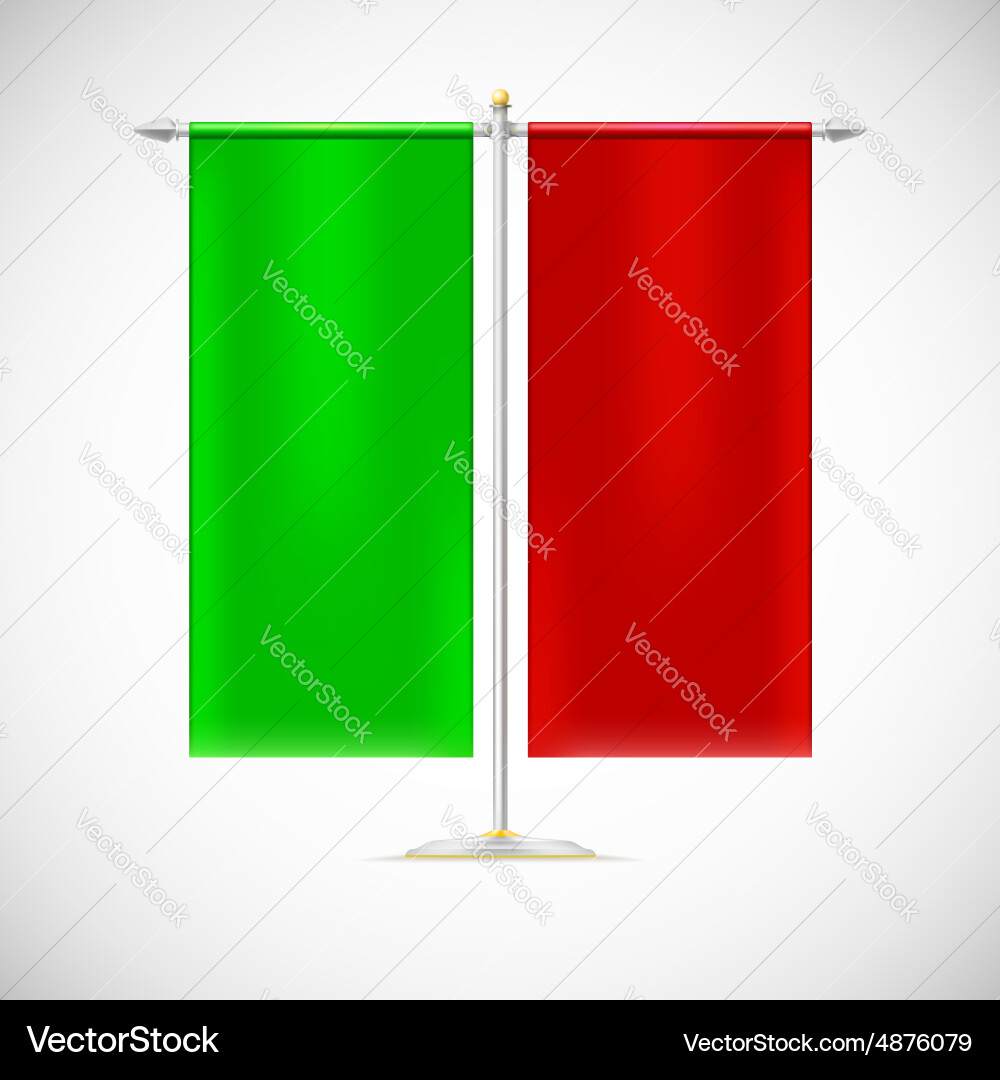 Two red flag on stand Royalty Free Vector Image