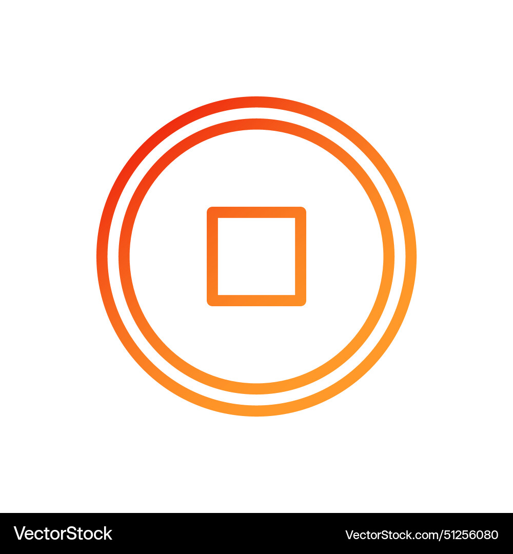Coin icon gradient red orange chinese Royalty Free Vector
