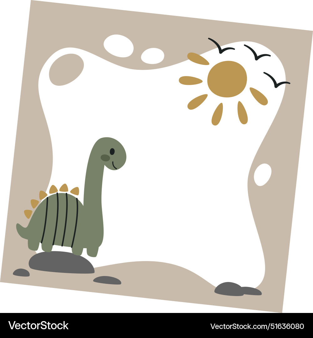 Dinosaur square childish frame Royalty Free Vector Image