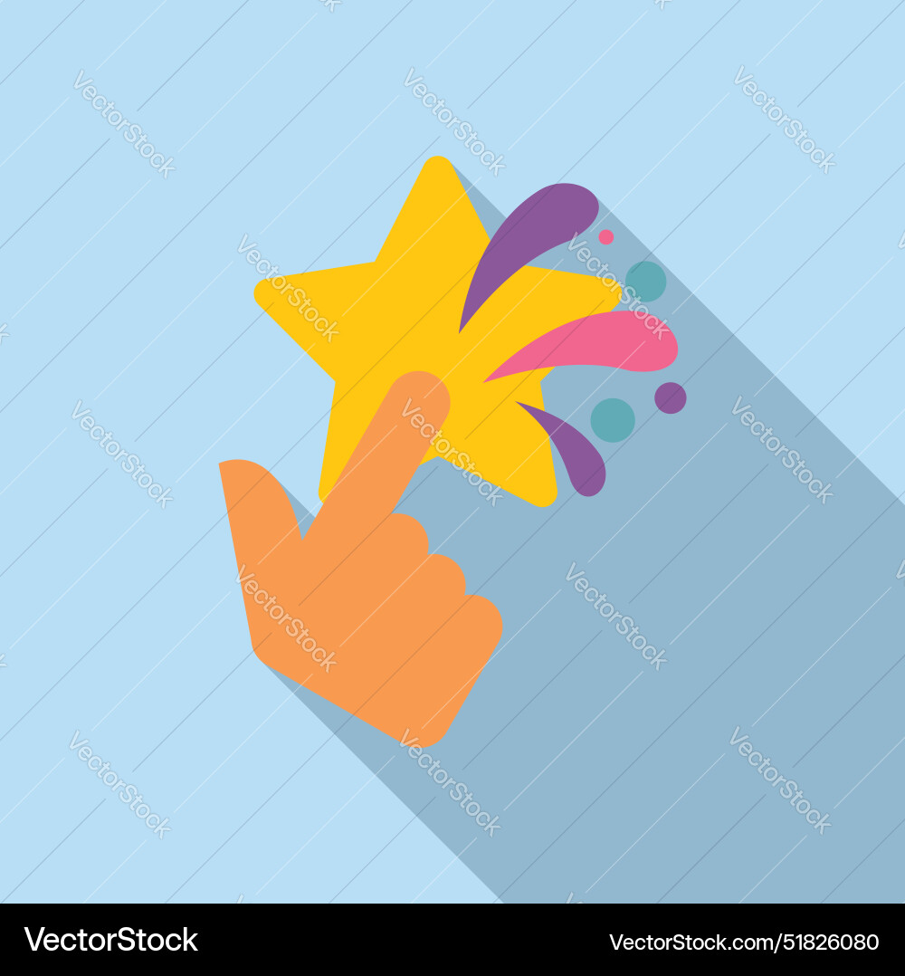 Hand touching a star generating colorful splashes Vector Image