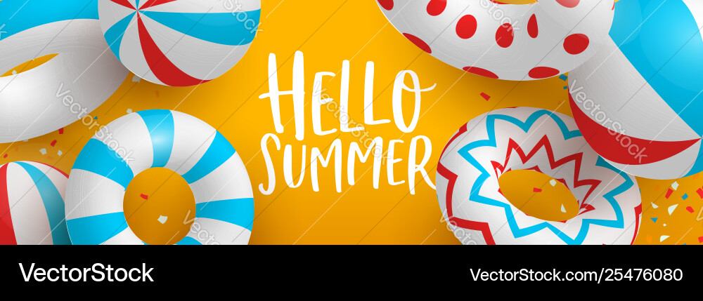 Hello summer banner 3d pool party decoration Vector Image