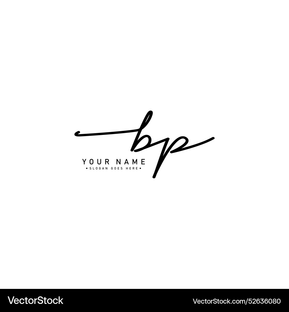 Initial signature logo for letter bp Royalty Free Vector