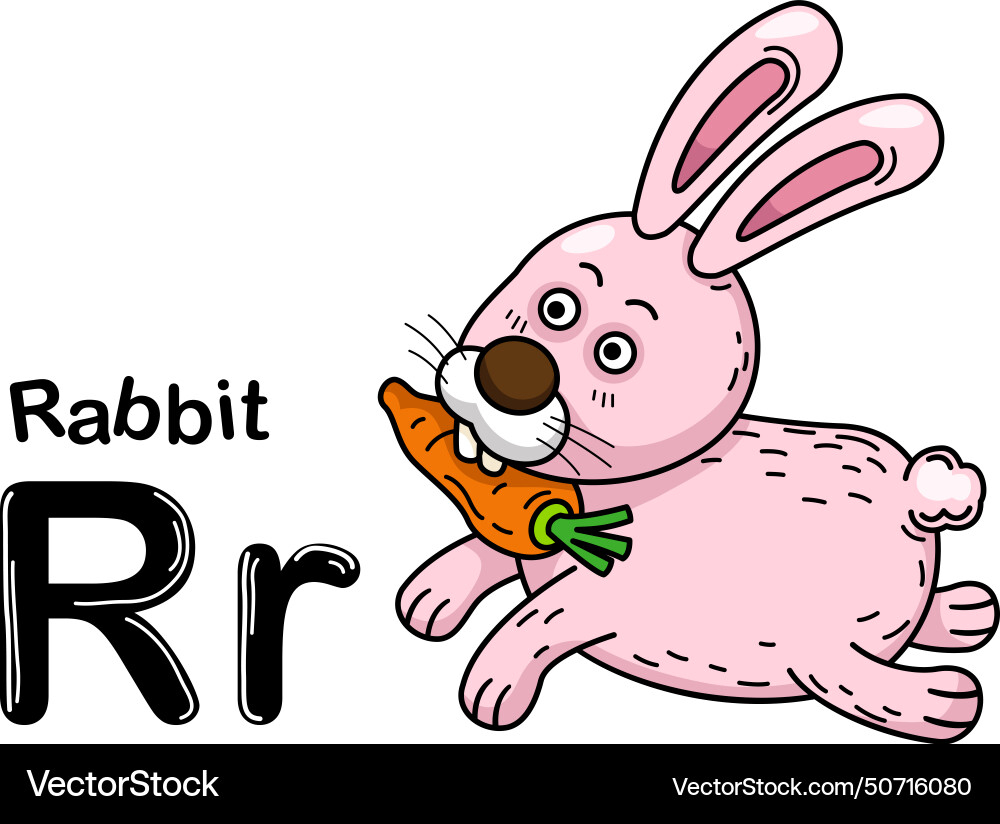 Isolated animal alphabet letter r-rabbit Vector Image