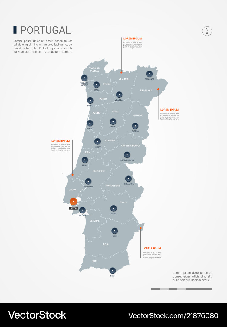 Portugal infographic map Royalty Free Vector Image